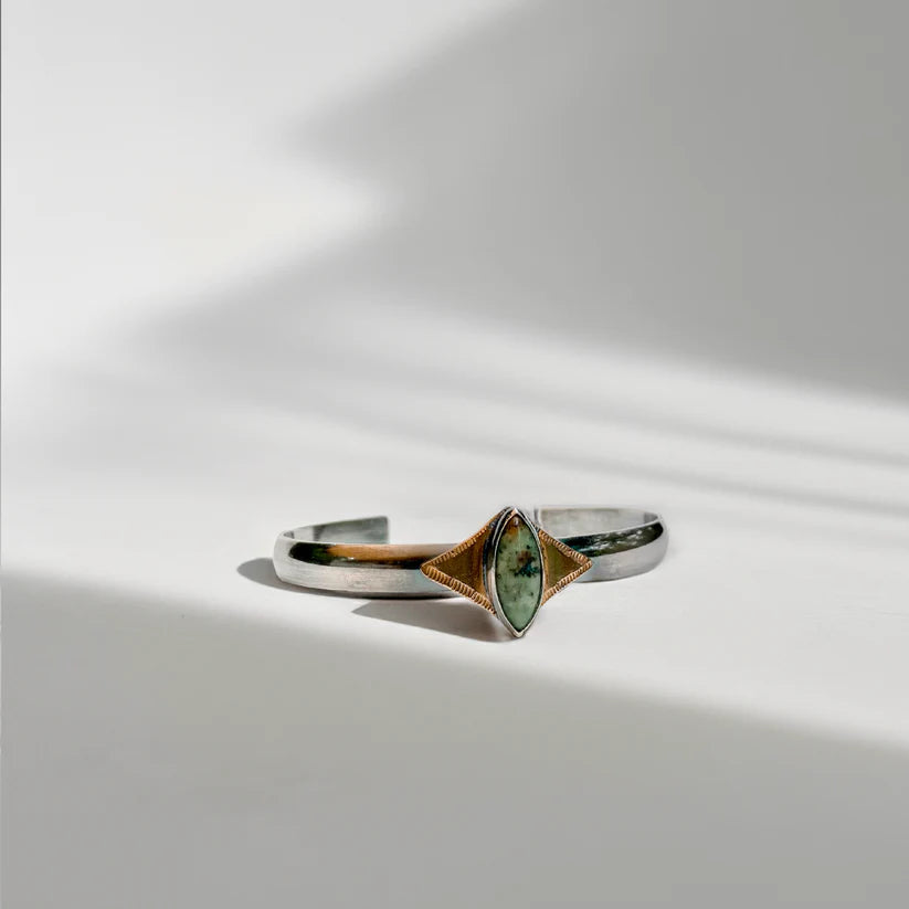 Celestial Cuff - Oxidized Brass, Sterling Silver + African Turquoise – KMJ