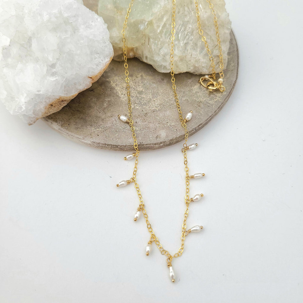 Wisp Necklace - 14k Gold-Fill + Seed Pearl – KMJ