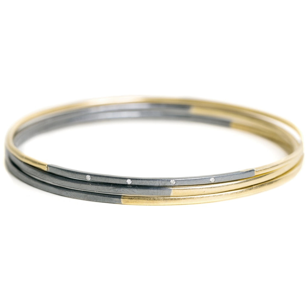 Black + Gold Stacker Bangles - Bangles For Women - Handmade Gold ...