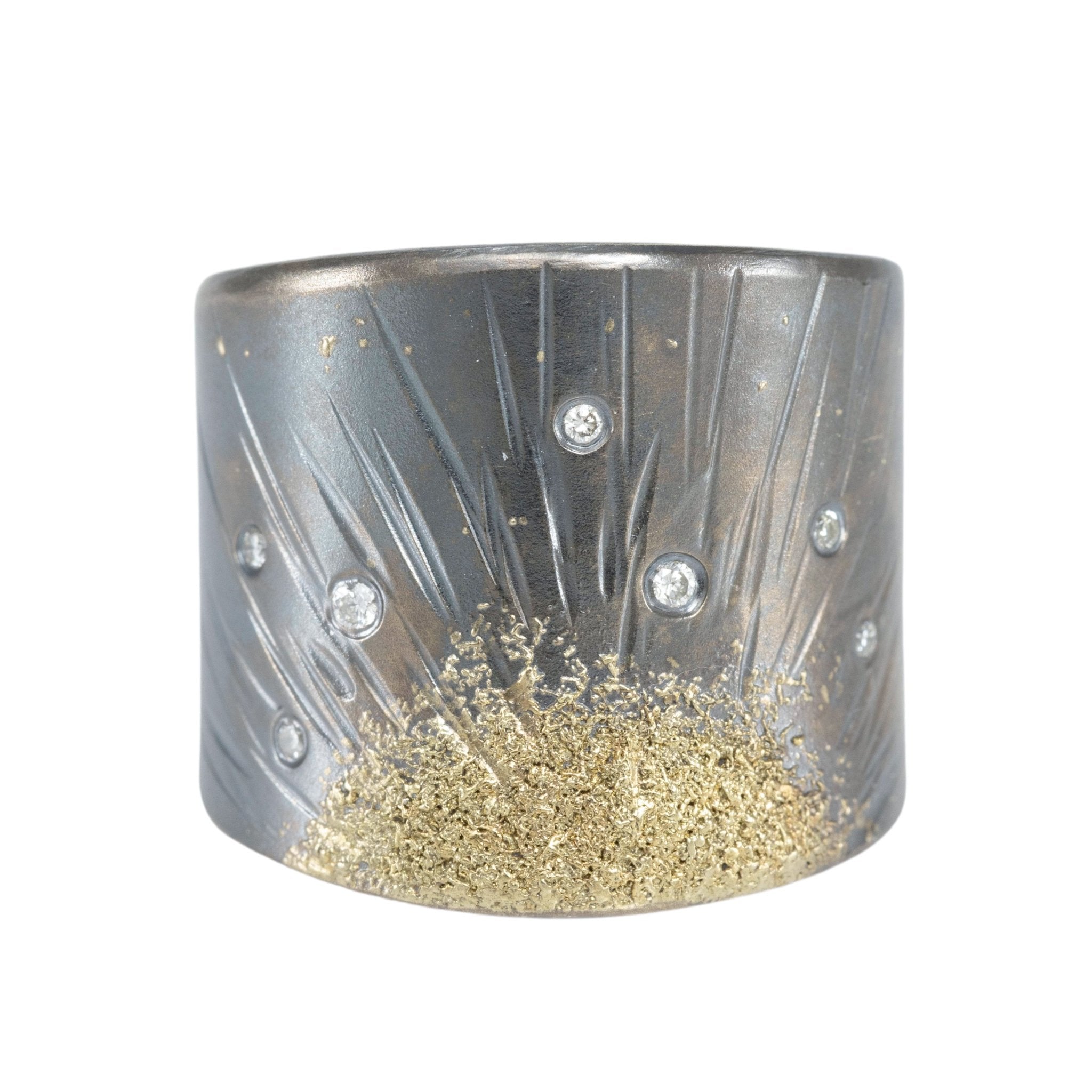 Sun Rays Cigar Band - 22k Gold, Oxidized Silver + VS White Diamonds – KMJ
