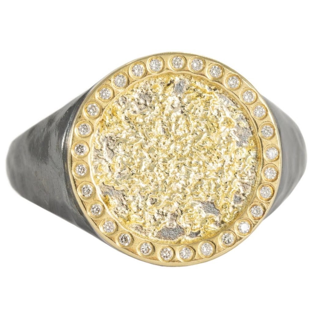 Sol Burst Signet - 22ky, 18ky, Oxidized Silver + VS Diamonds – KMJ