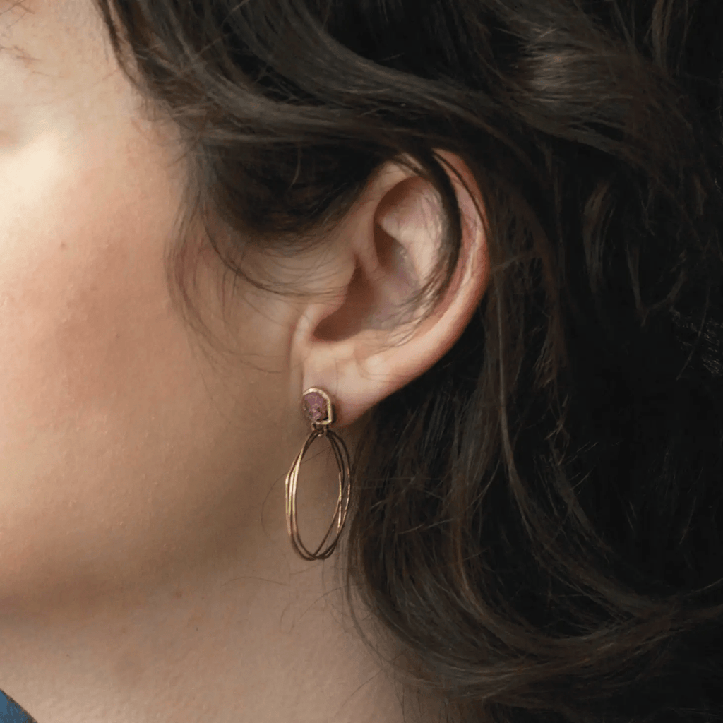 Ruby Guardian Hoops - Brass, Silver + Ruby – KMJ
