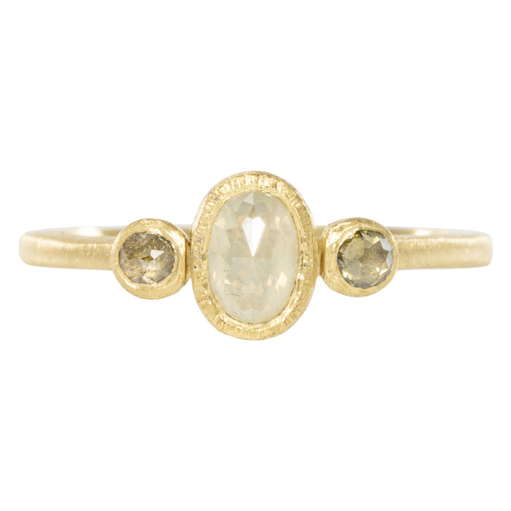 Oval Moonfire Diamond Ring - 18ky + Diamonds – KMJ