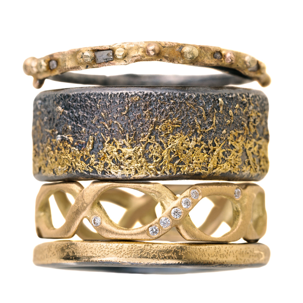 Black + Gold Dusted Band - 22k Gold + Oxidized Argentium Silver – KMJ
