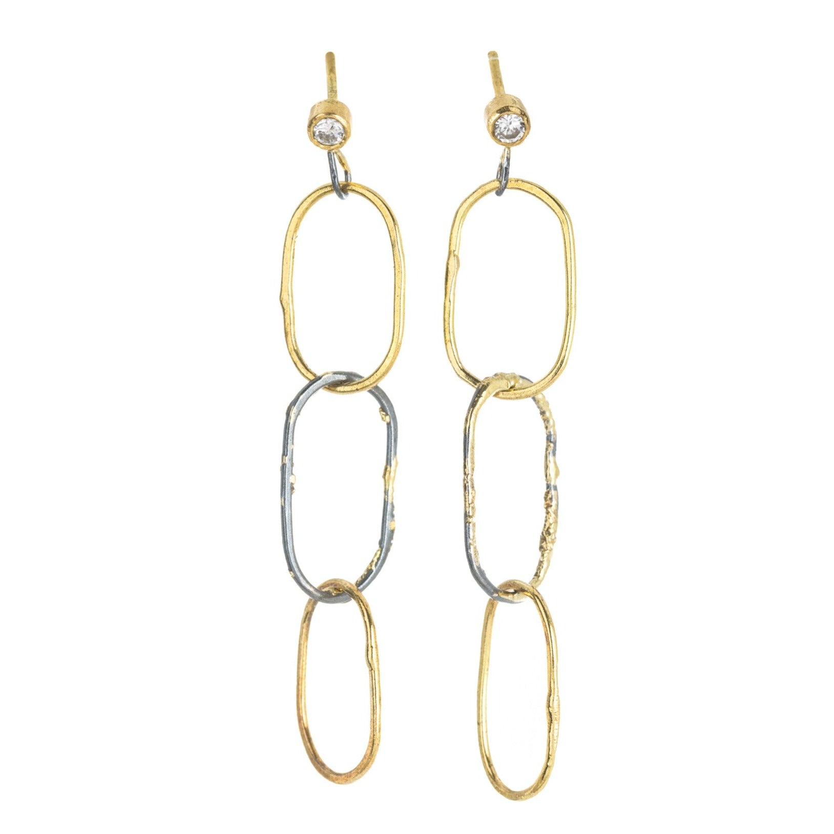 Breezy Gold Chain Link Earrings - 18k Gold with Reclaimed Diamond – KMJ